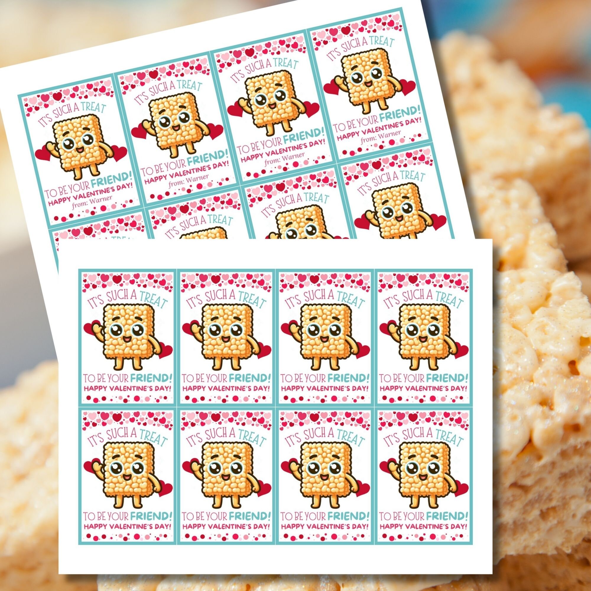 Boy Valentine Rice Krispy Treat Printable Gift Tag Rice Crispies Kids ...