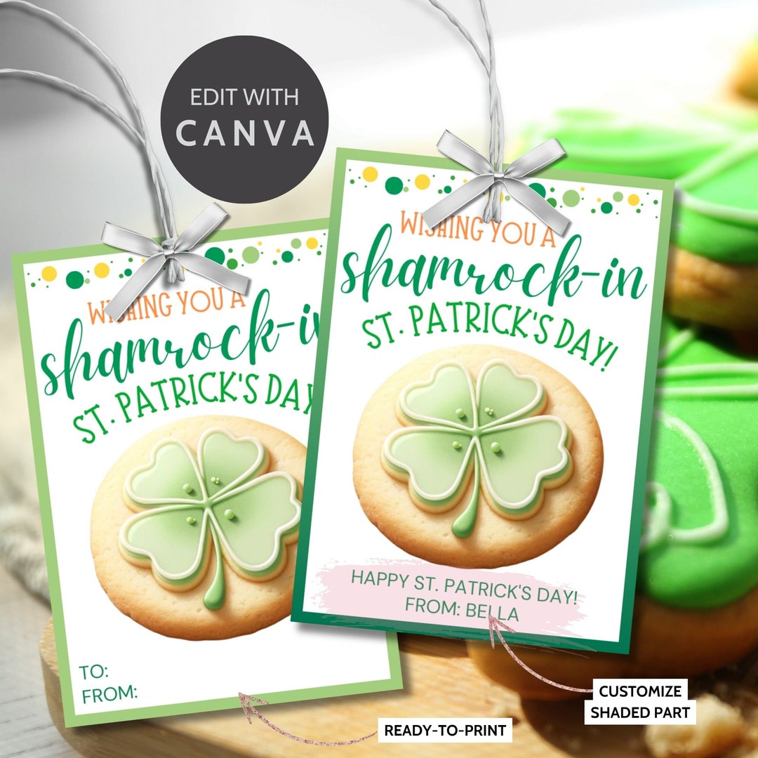 Shamrock Cookies St Patricks Day Baking Tag St Paddys Shamrockin ...
