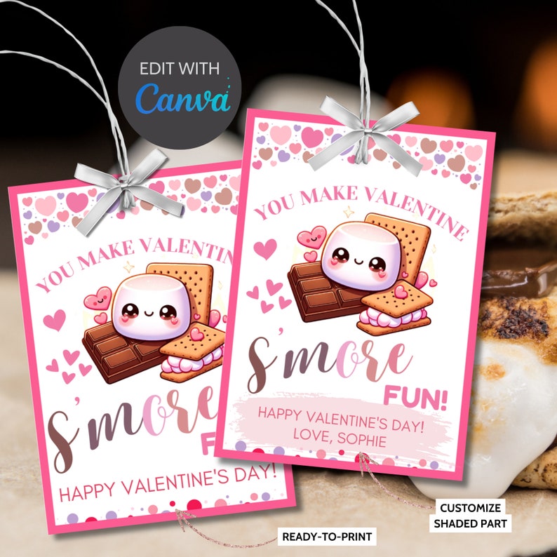 Smores Printable You Make Valentine Smore Fun Instant Download Editable ...