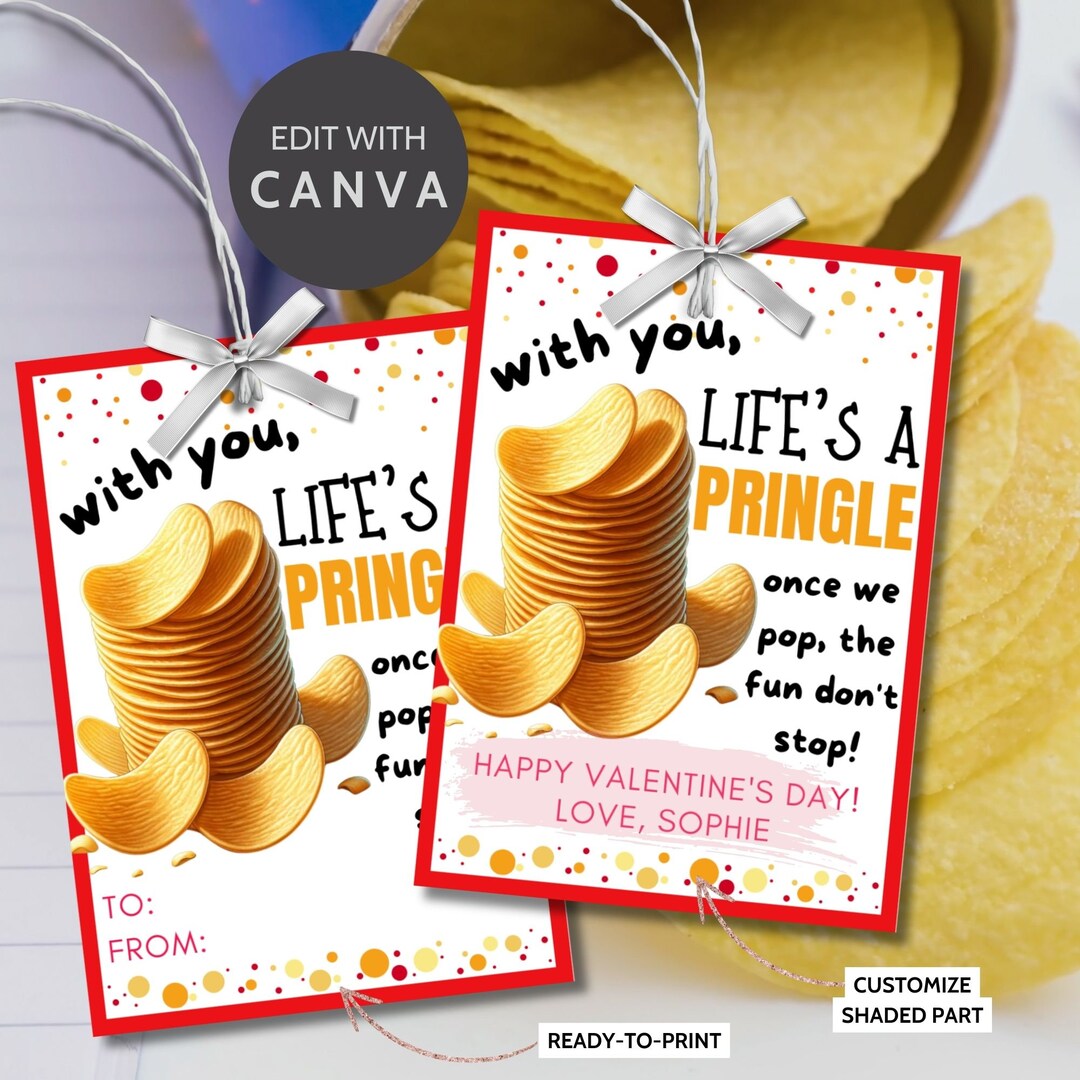 Pringles Snack Chip Valentine Printable Tag Digital Download for ...