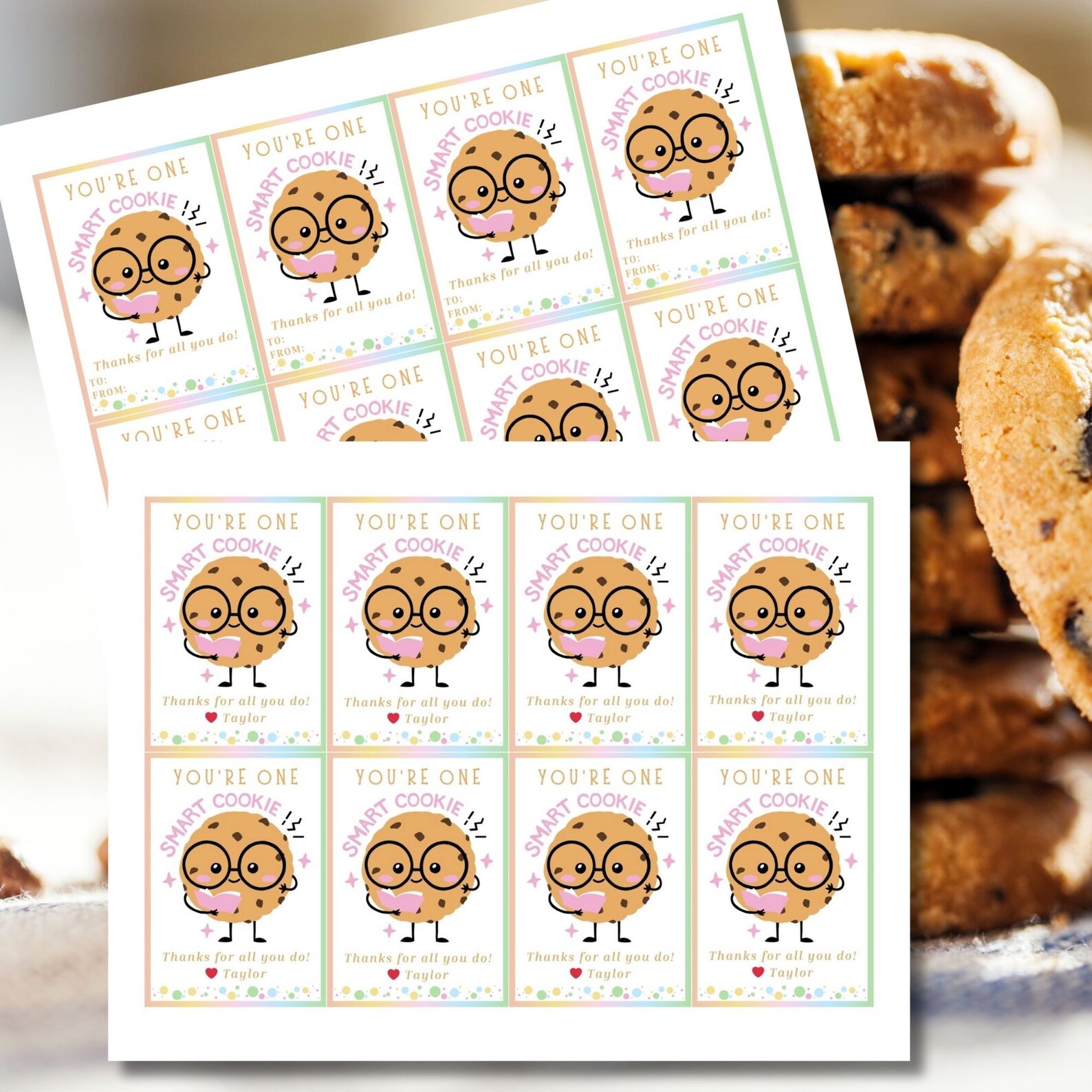 Cookie Teacher Appreciation Gift Tag One Smart Cookie Staff Educator ...