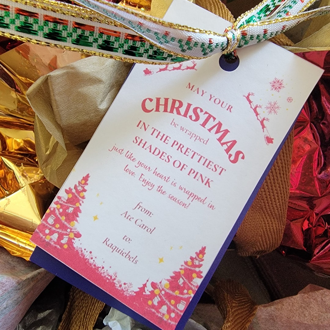 Printable Pink Gift Tag, Pink Christmas Tag, Instant Download - Etsy