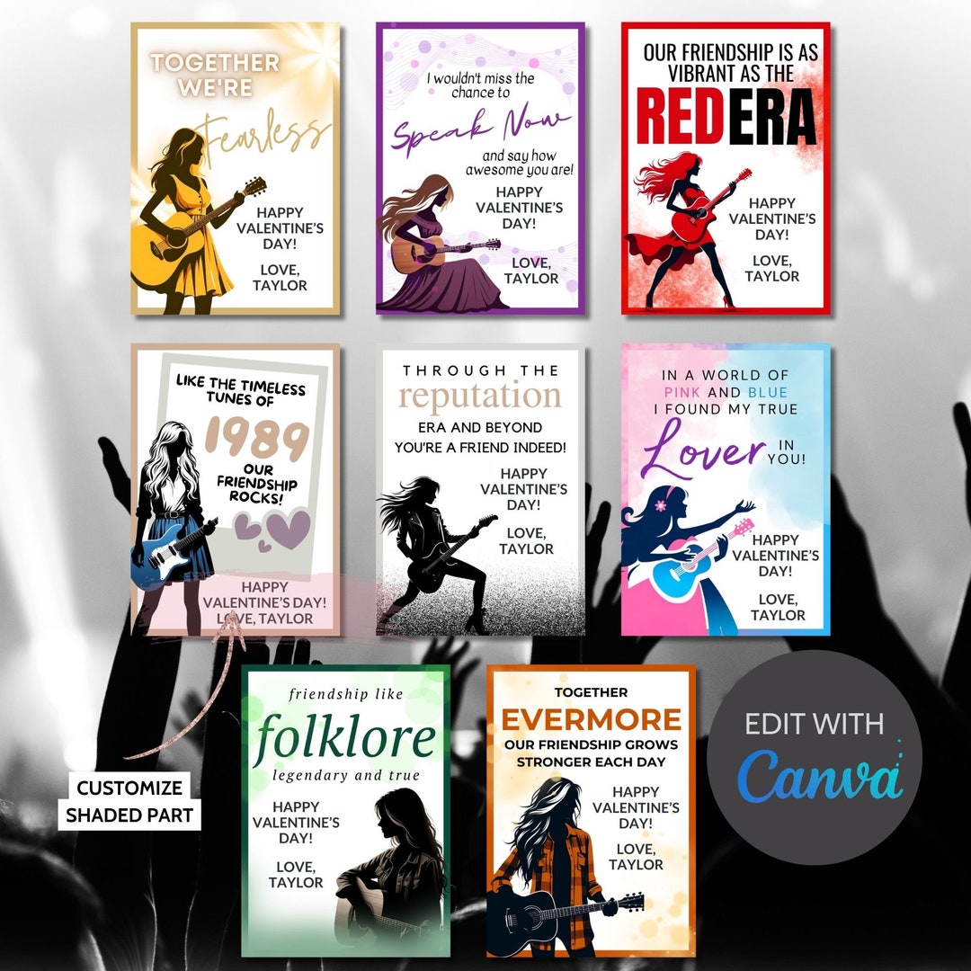 Taylor Valentine Printable Editable Tag Swift Valentine Tag Eras Tour ...