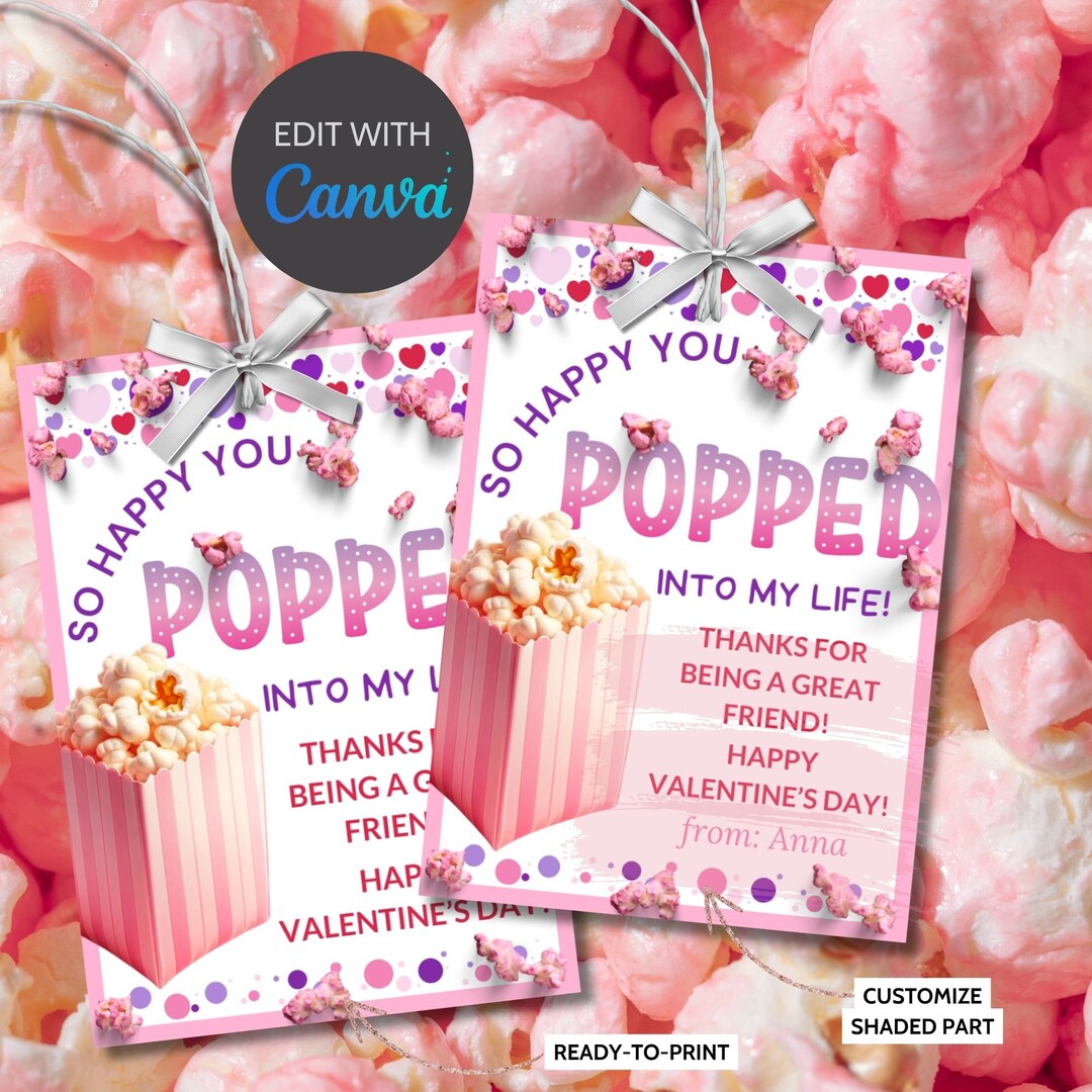 Popcorn Gift Tag Instant Download Teacher Gift Edit With Canva Thank ...