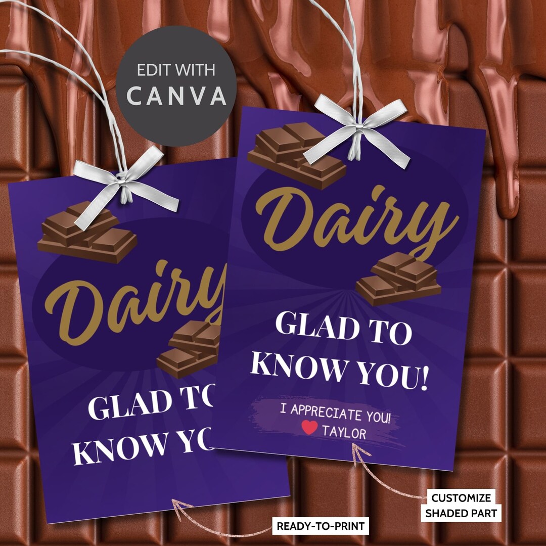 Cadbury Printable Editable Tag Printable Cadbury Chocolate Sticker Gift ...