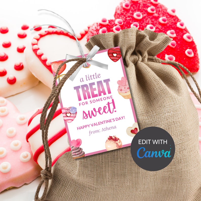 A Little Treat Valentine Treat Printable Tag Cookie Tag Valentine Tag ...
