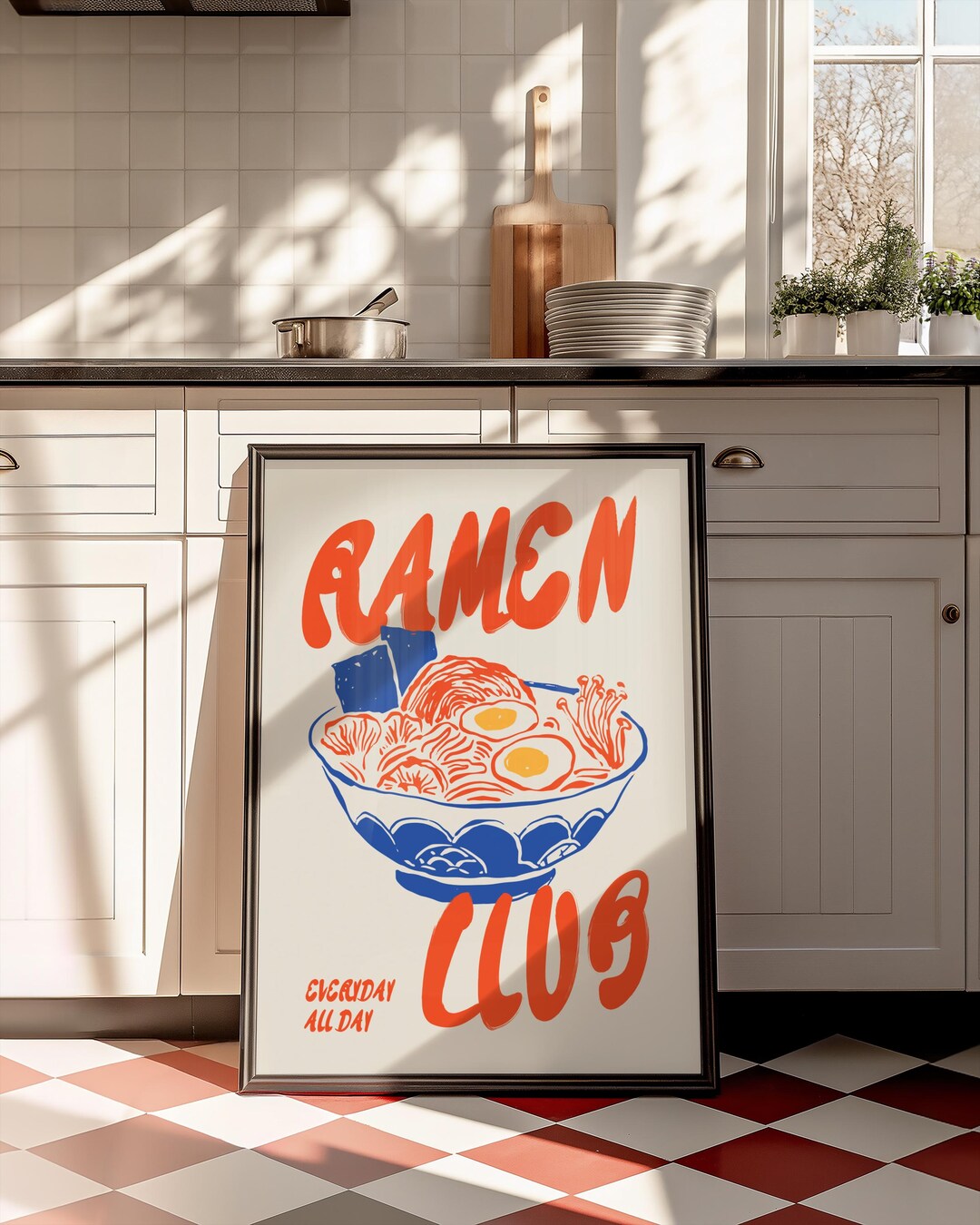 Ramen Club Kitchen Poster, Noodle Decor, Wall Art Print, Kitchen Wall ...
