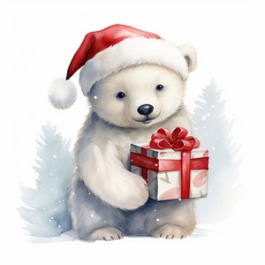 Set of Christmas Polar Bear Clipart 9 High Quality Jpgs, Merry ...