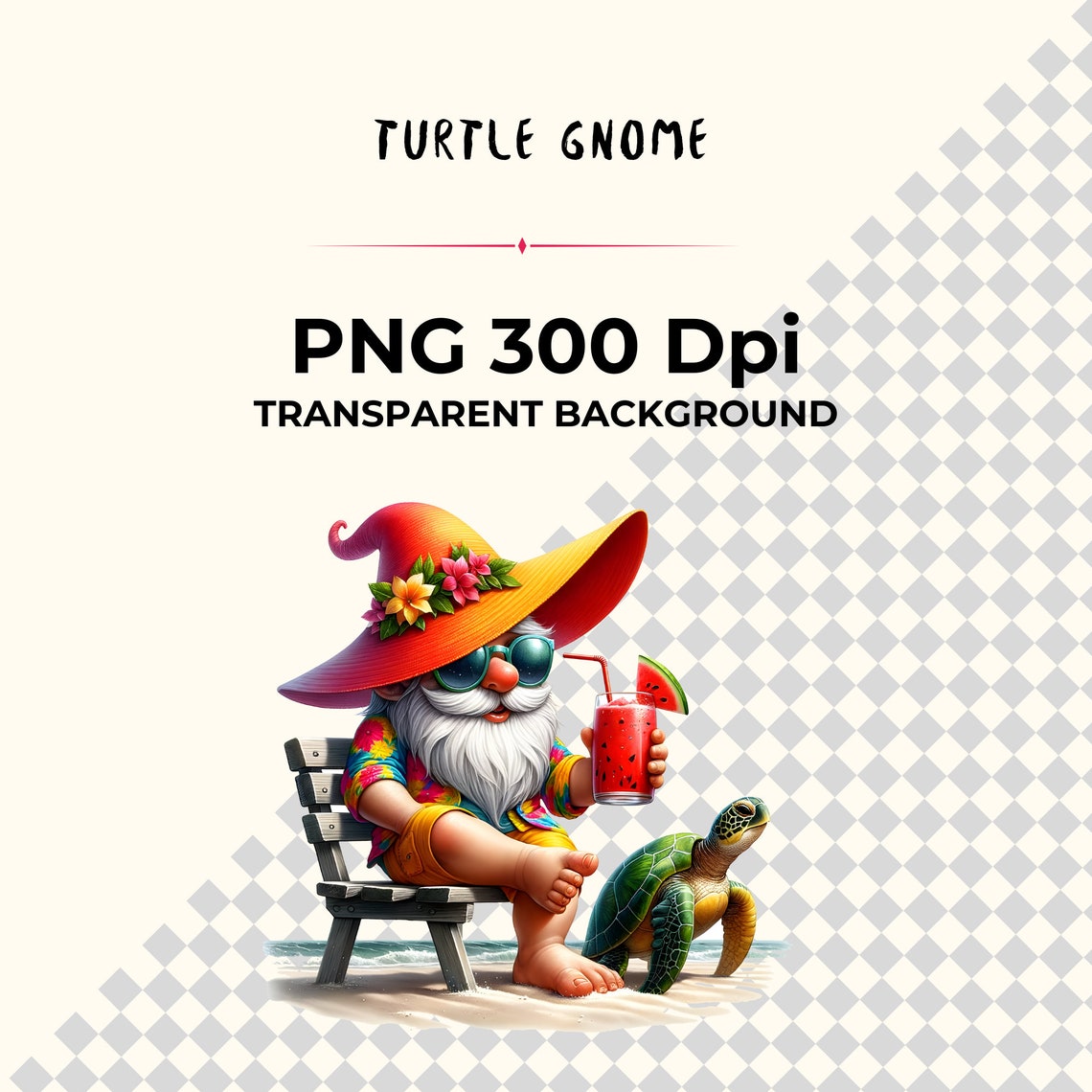 Turtle Gnome Watercolor PNG Clipart: Summer Gnomes (digital Download ...