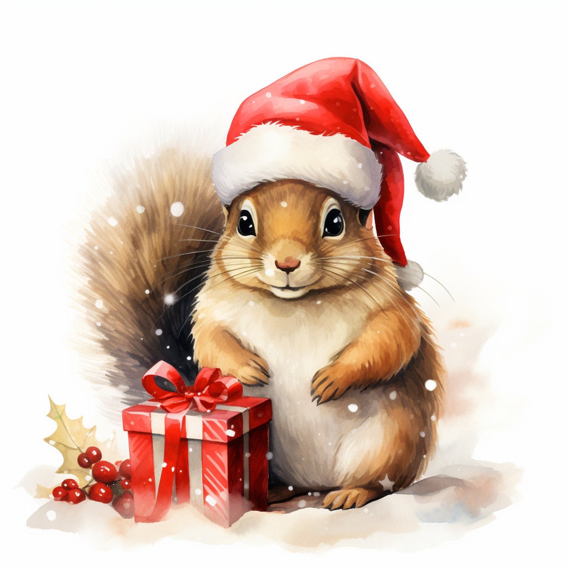 Set of Christmas Squirrel Clipart 15 High Quality Jpgs, Merry Christmas ...