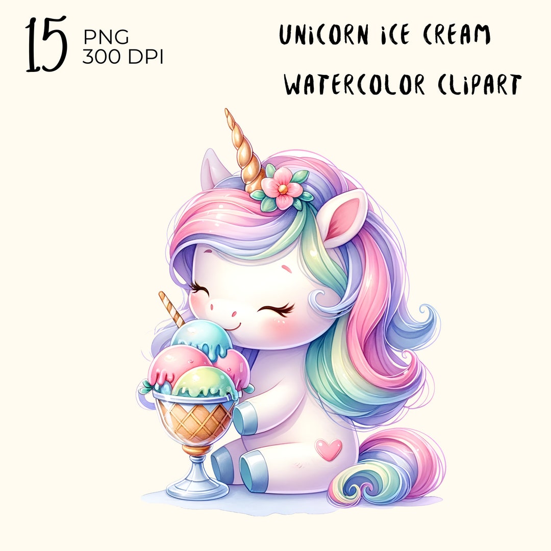 15 PNG Files : Unicorn Ice Cream, Summer Unicorn, Cute Unicorn Clipart ...