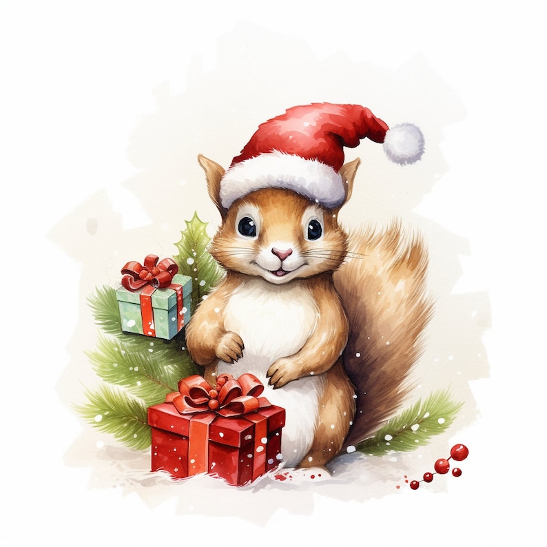 Set of Christmas Squirrel Clipart 15 High Quality Jpgs, Merry Christmas ...
