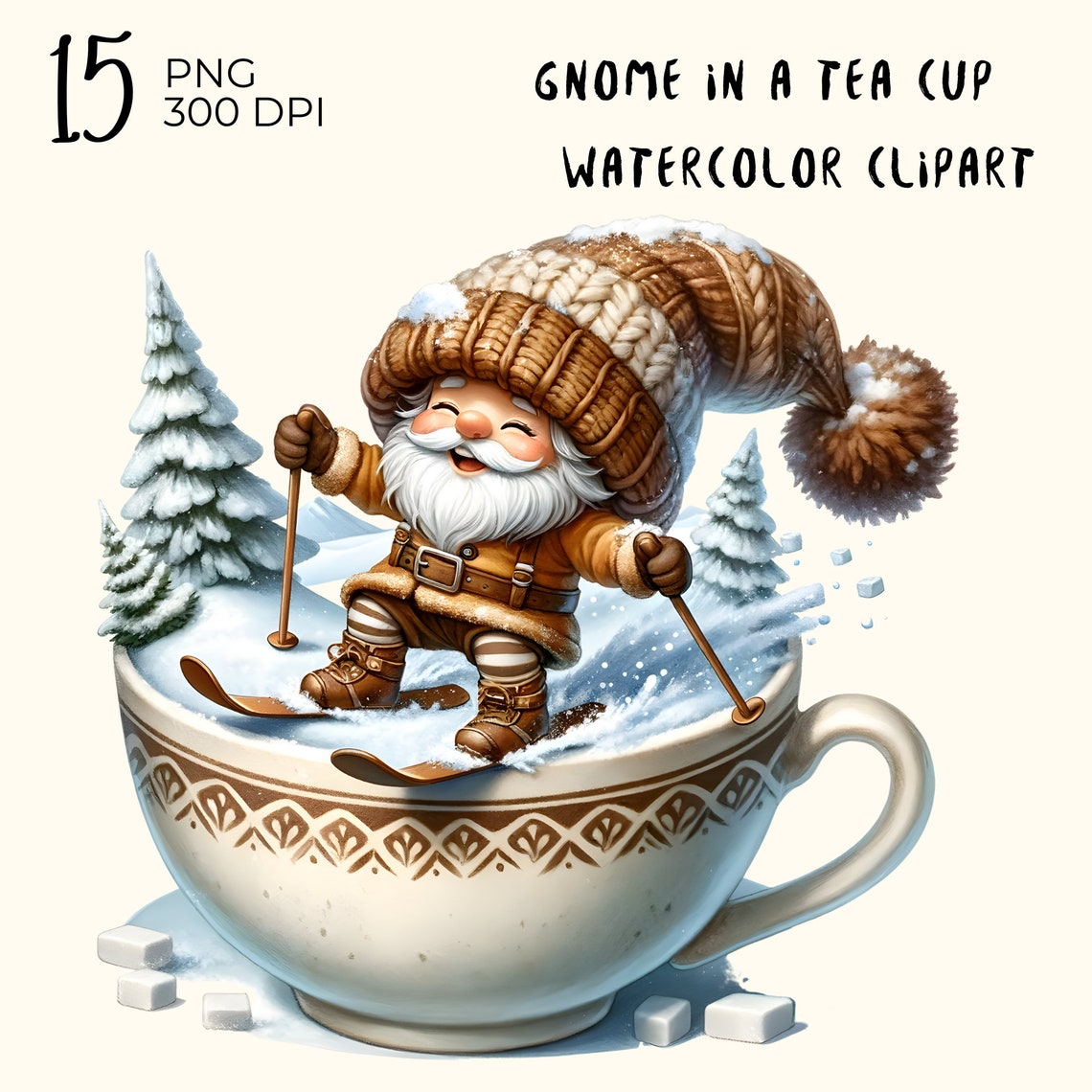 15 PNG Files : Gnome in a Tea Cup Clipart, Watercolor Gnome Png ...