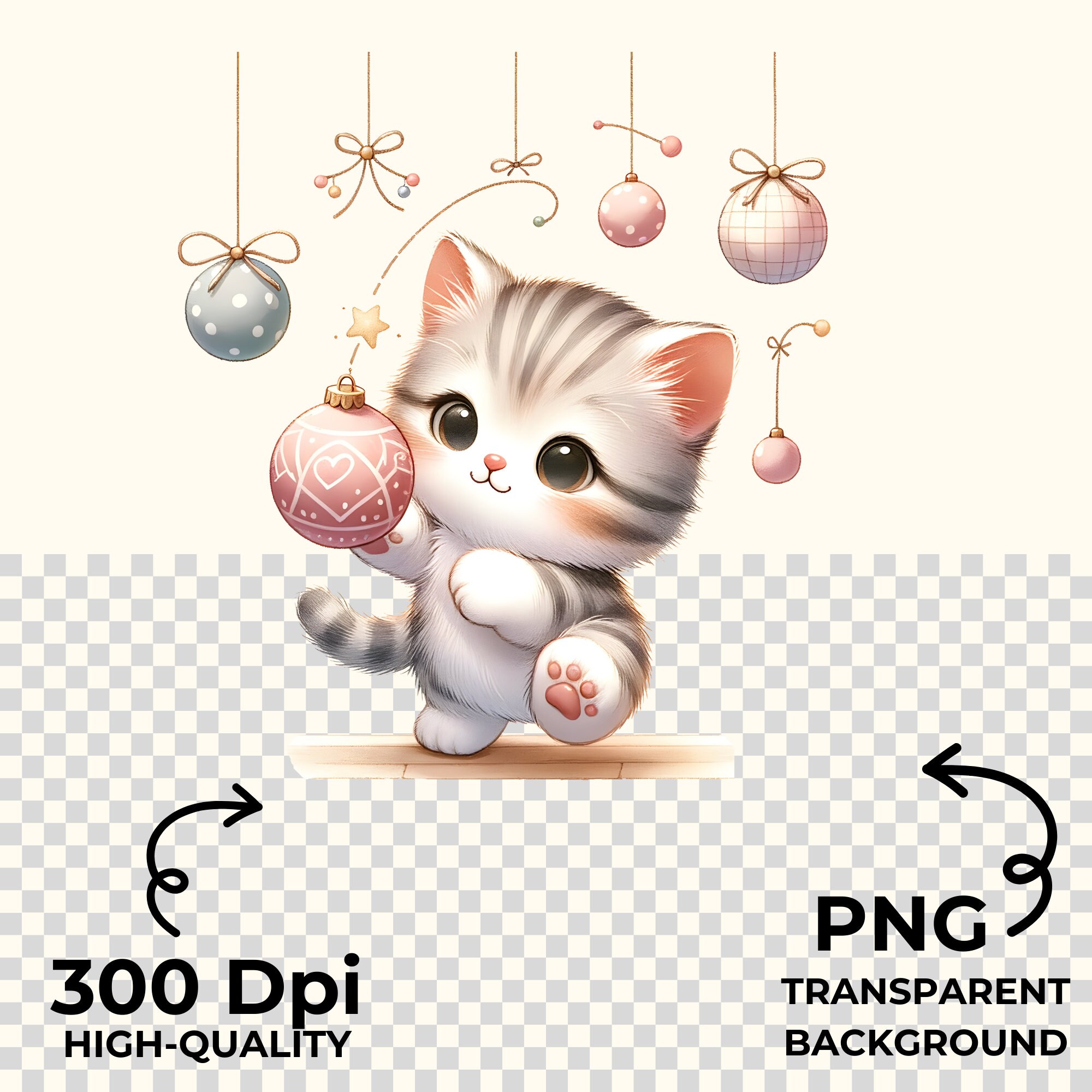 Funny Cat Watercolor Clipart, Cat Activity Clipart Png Bundle, Cute Cat ...