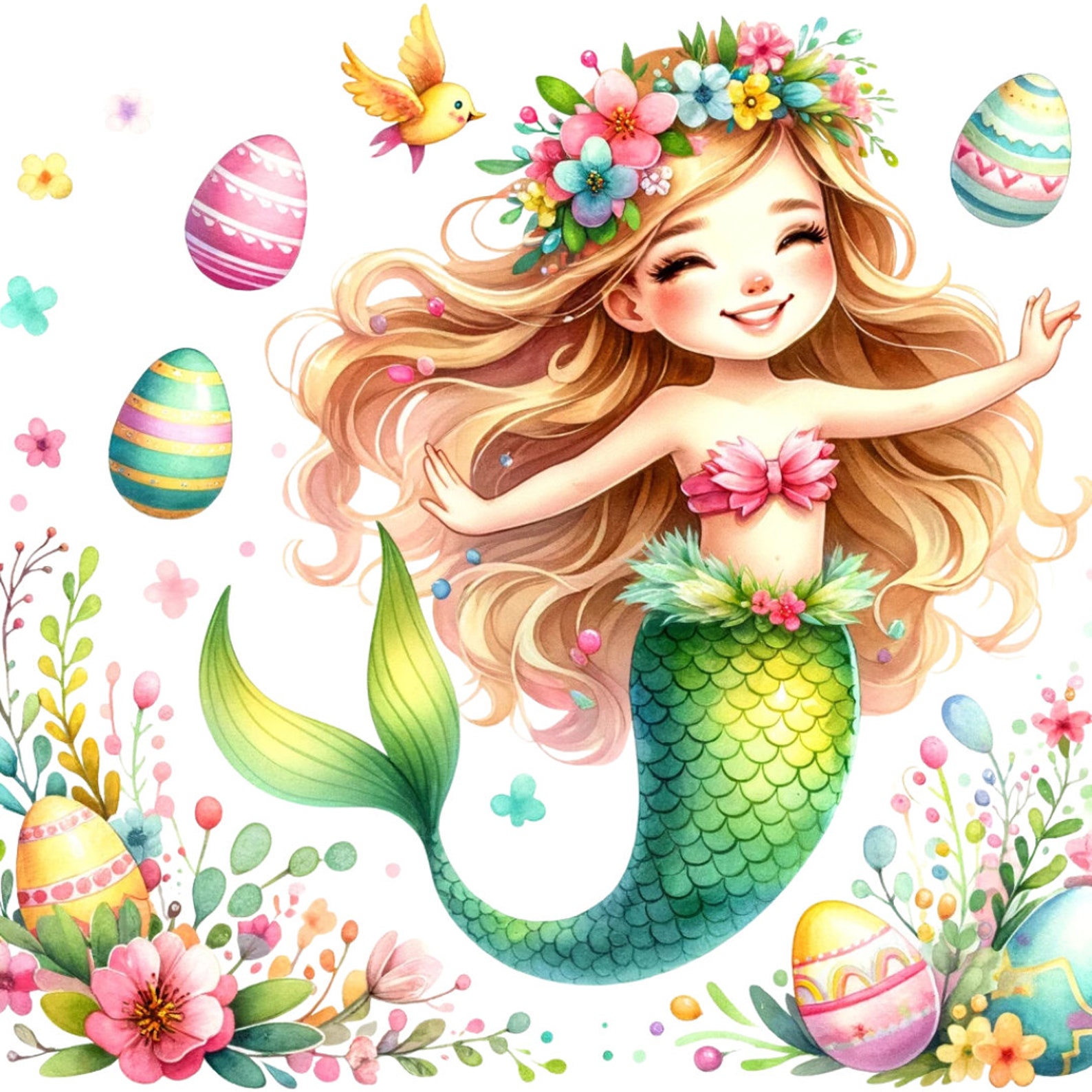 14 PNG Files Enchanted Easter Mermaid: Festive Sea Fantasy, Digital ...