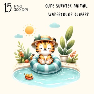 15 PNG Files : Cute Summer Animal Clipart, Animal Clipart, Animal Png ...