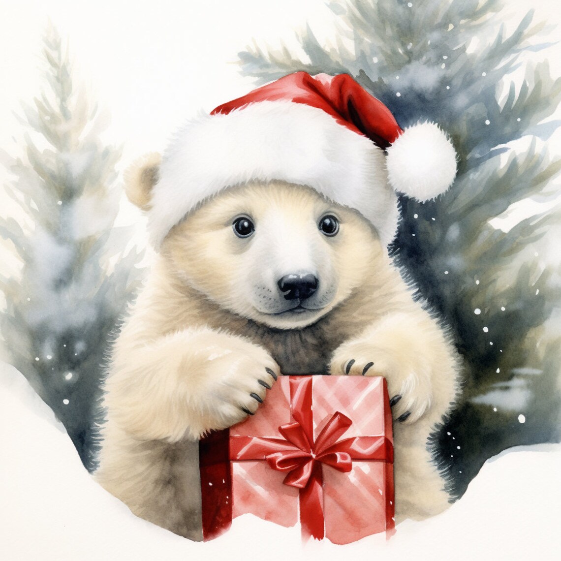Set of Christmas Polar Bear Clipart 9 High Quality Jpgs, Merry ...