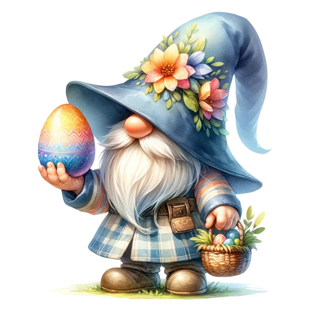 10 PNG Files : Spring Gnome With Easter Egg Charming Holiday ...