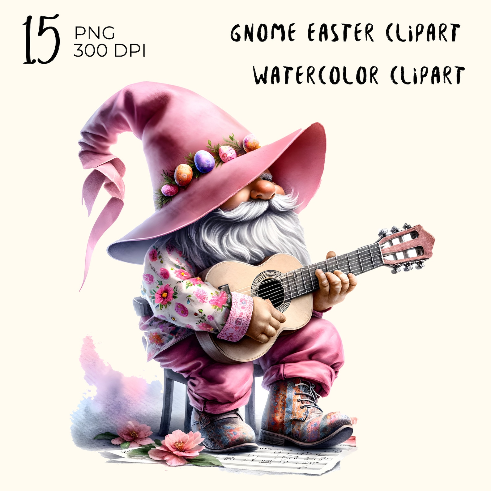 15 PNG Files : Gnome Easter Clipart, Watercolor Pink Gnome Clipart ...
