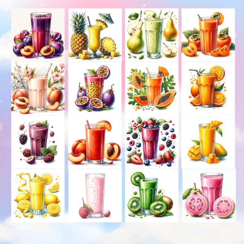40 JPG File, Smoothie, Digital Download, Printable, Card Making ...
