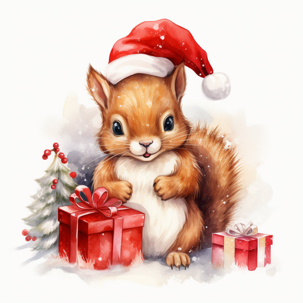 Set of Christmas Squirrel Clipart 15 High Quality Jpgs, Merry Christmas ...