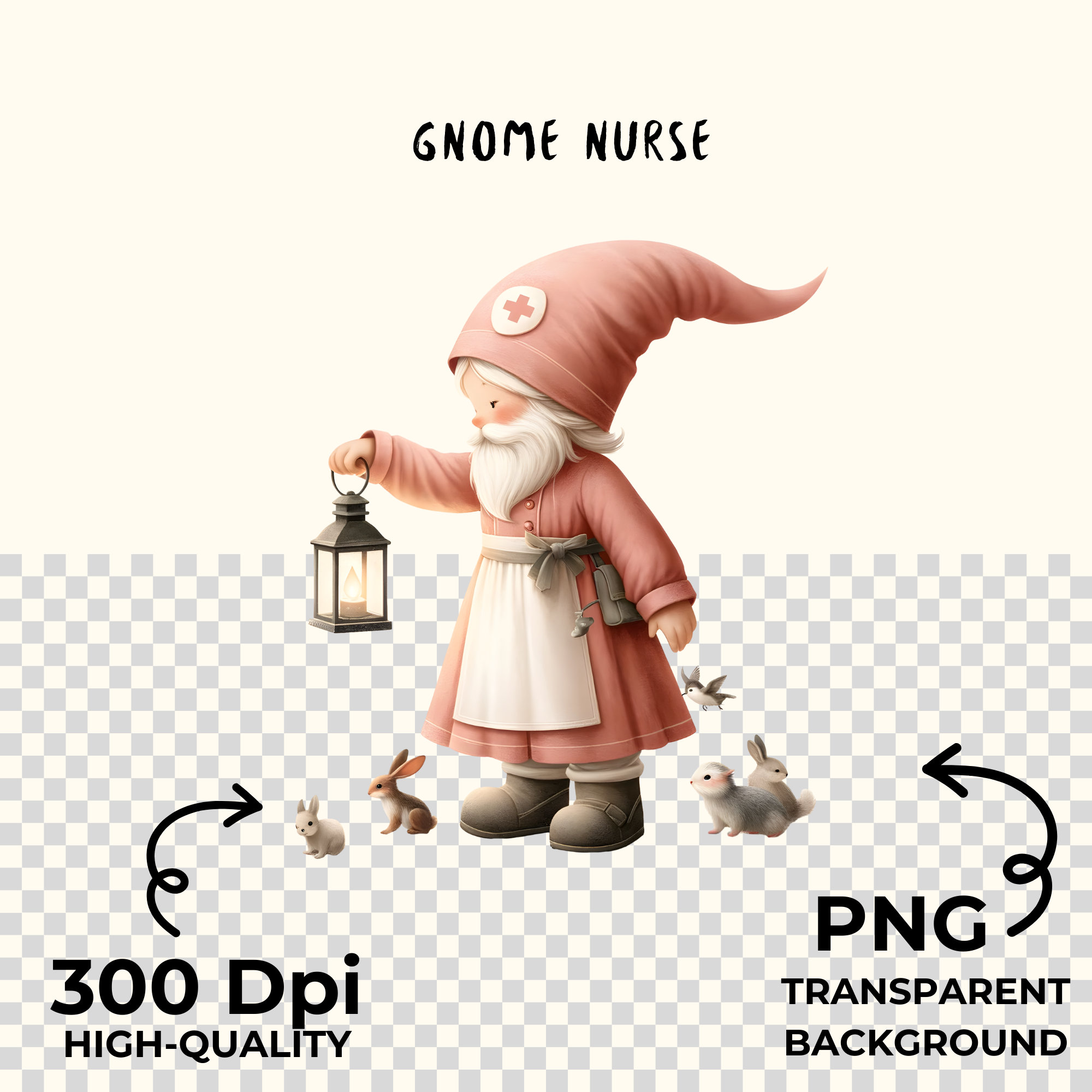 15 PNG Files : Gnome Nurse Clipart, Watercolor Gnome Clipart, Green ...