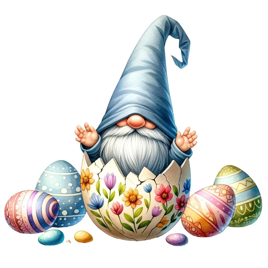 10 PNG Files : Spring Gnome With Easter Egg Charming Holiday ...