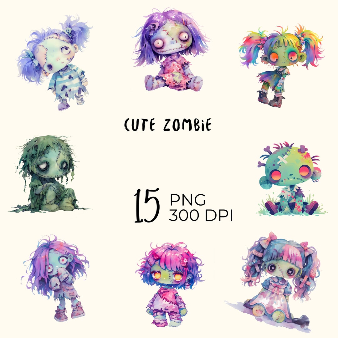 15 PNG : Cute Zombie, Kawaii Zombie, Non-scary Zombie, Cute Halloween ...