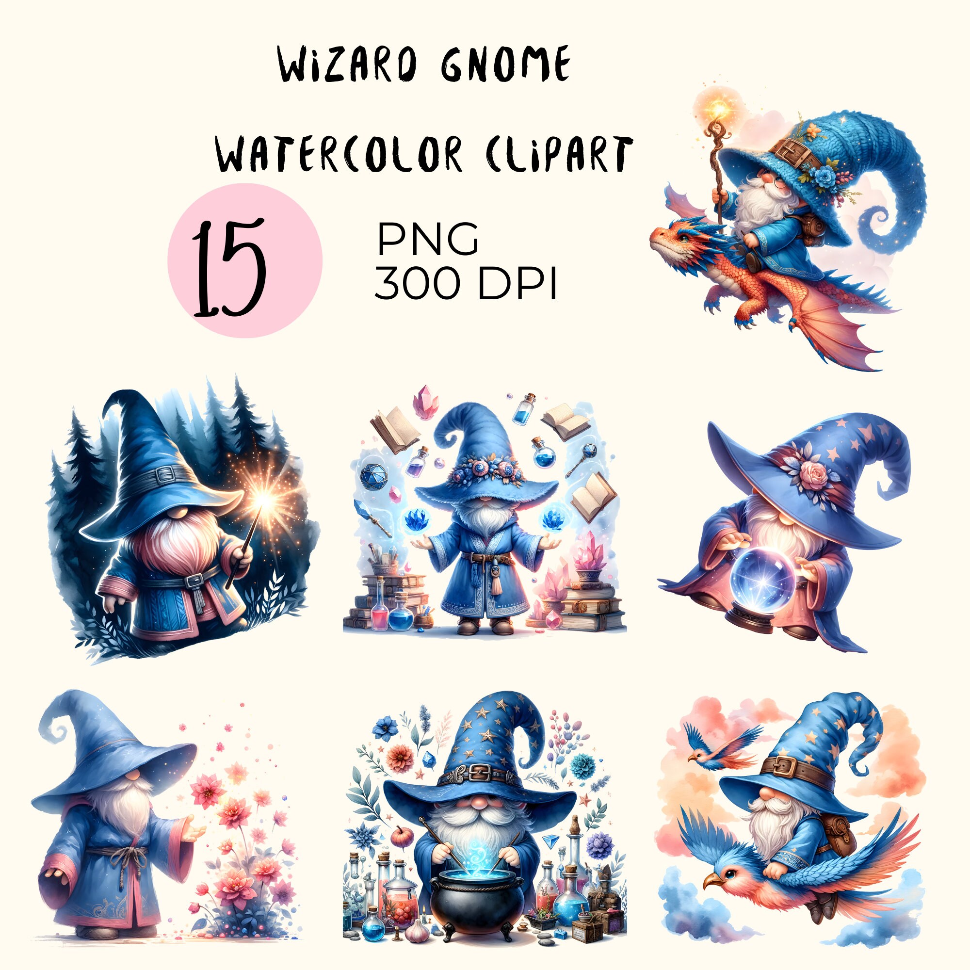 15 PNG Files : Wizard Gnome, Gnome Clipart, Watercolor Gnome Png ...