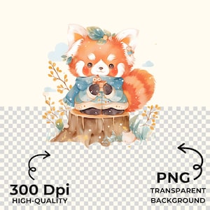 15 PNG Files : Red Panda Camping, Cute Summer Animal Clipart, Animal ...