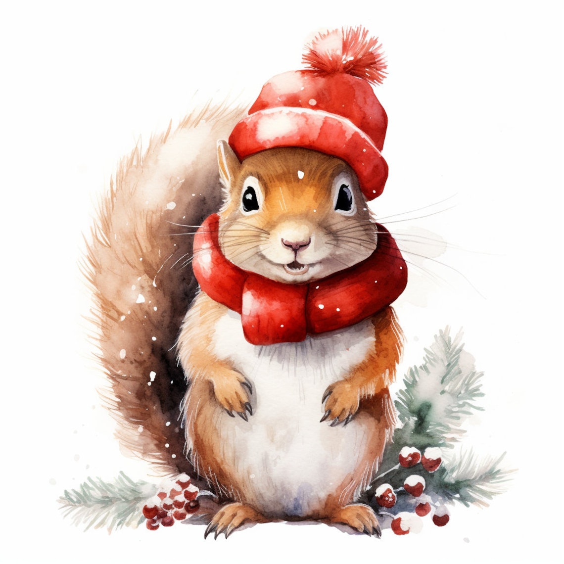 Set of Christmas Squirrel Clipart 15 High Quality Jpgs, Merry Christmas ...