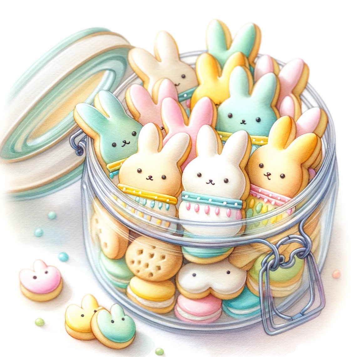 10 JPEG Files : Watercolor Easter Biscuits Clipart, Digital Download ...