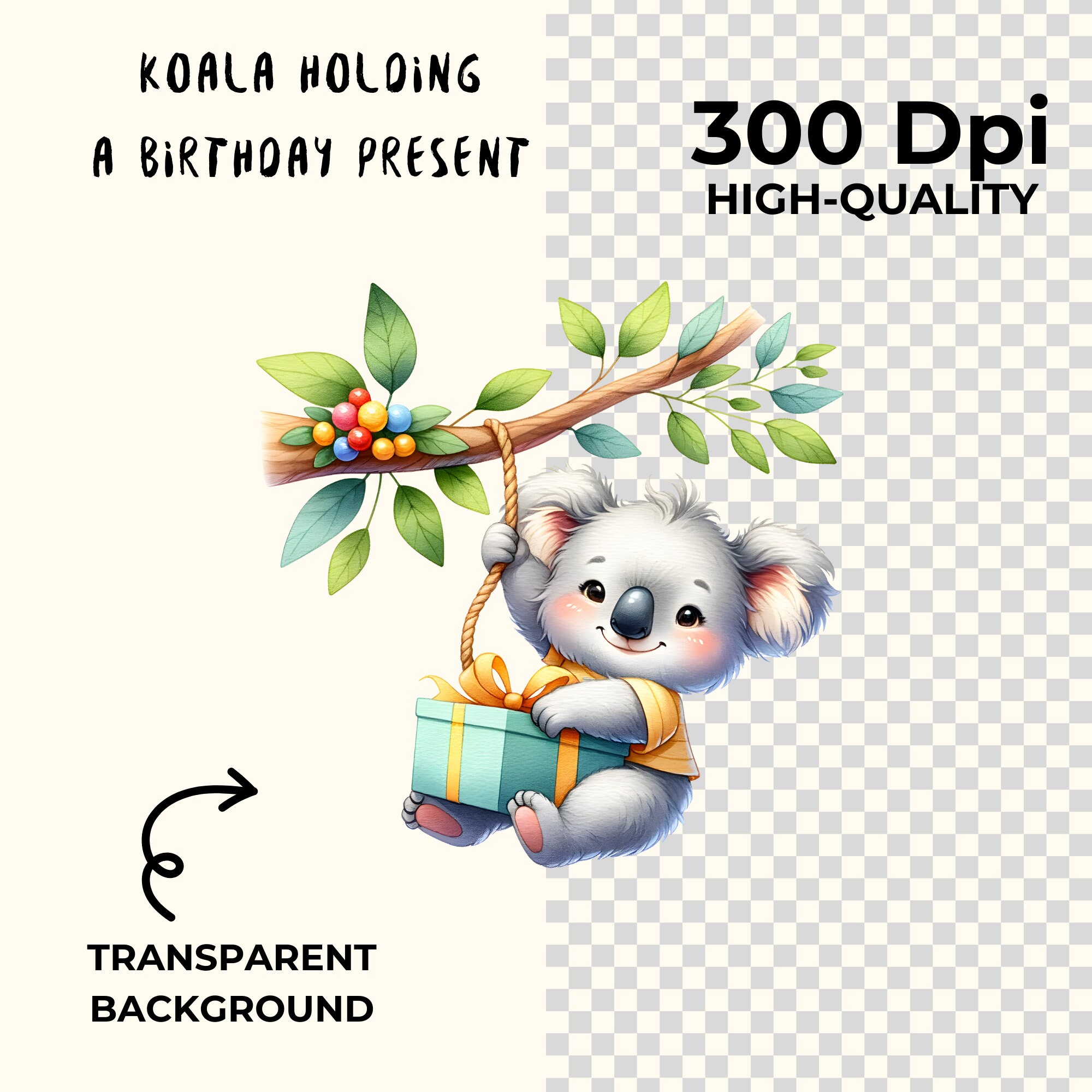 15 PNG Files : Koala Holding a Birthday Present, Koala Clipart ...