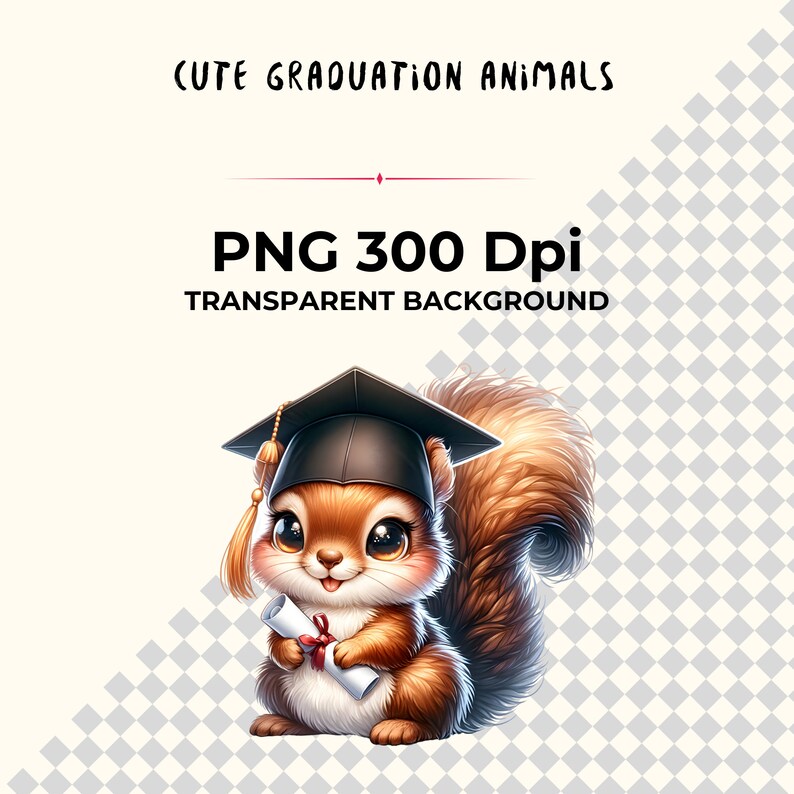 15 PNG Files : Cute Graduation Animals, Watercolor Cute Animal ...