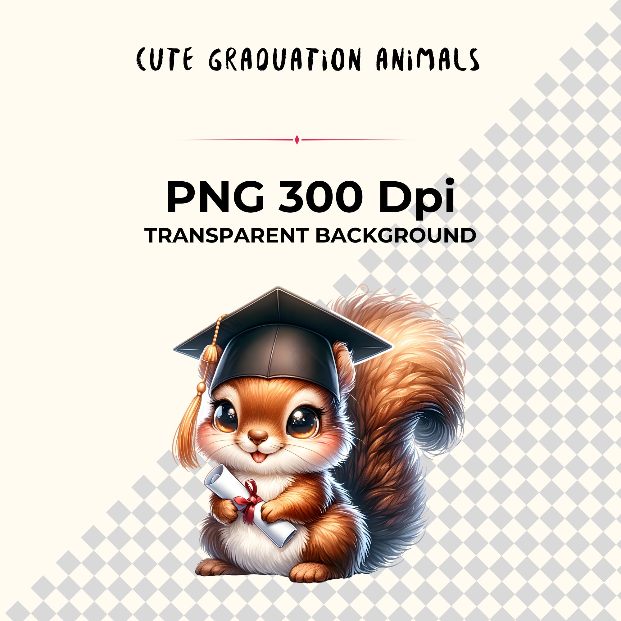 15 PNG Files : Cute Graduation Animals, Watercolor Cute Animal ...