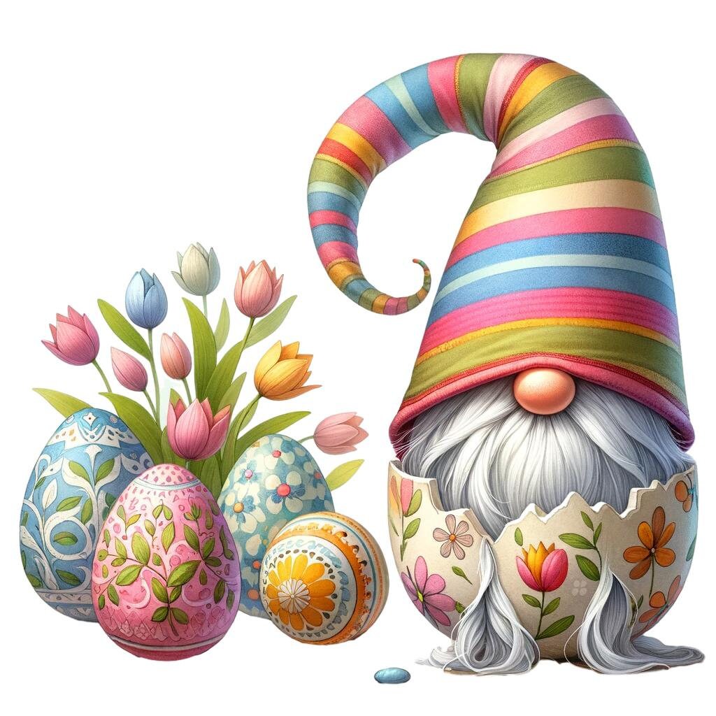 10 PNG Files : Spring Gnome With Easter Egg Charming Holiday ...