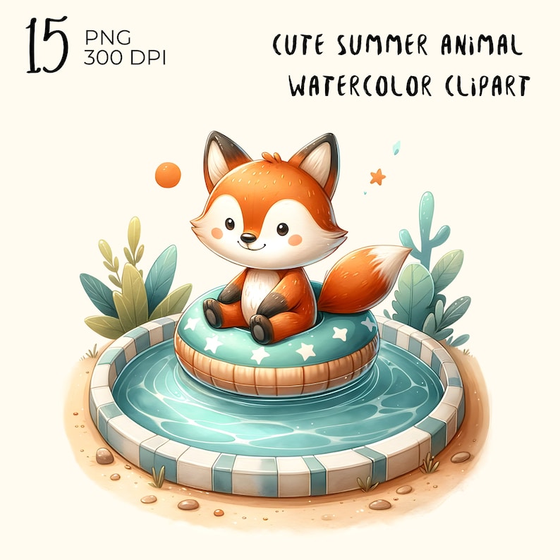 15 PNG Files : Cute Summer Animal Clipart, Animal Clipart, Animal Png ...