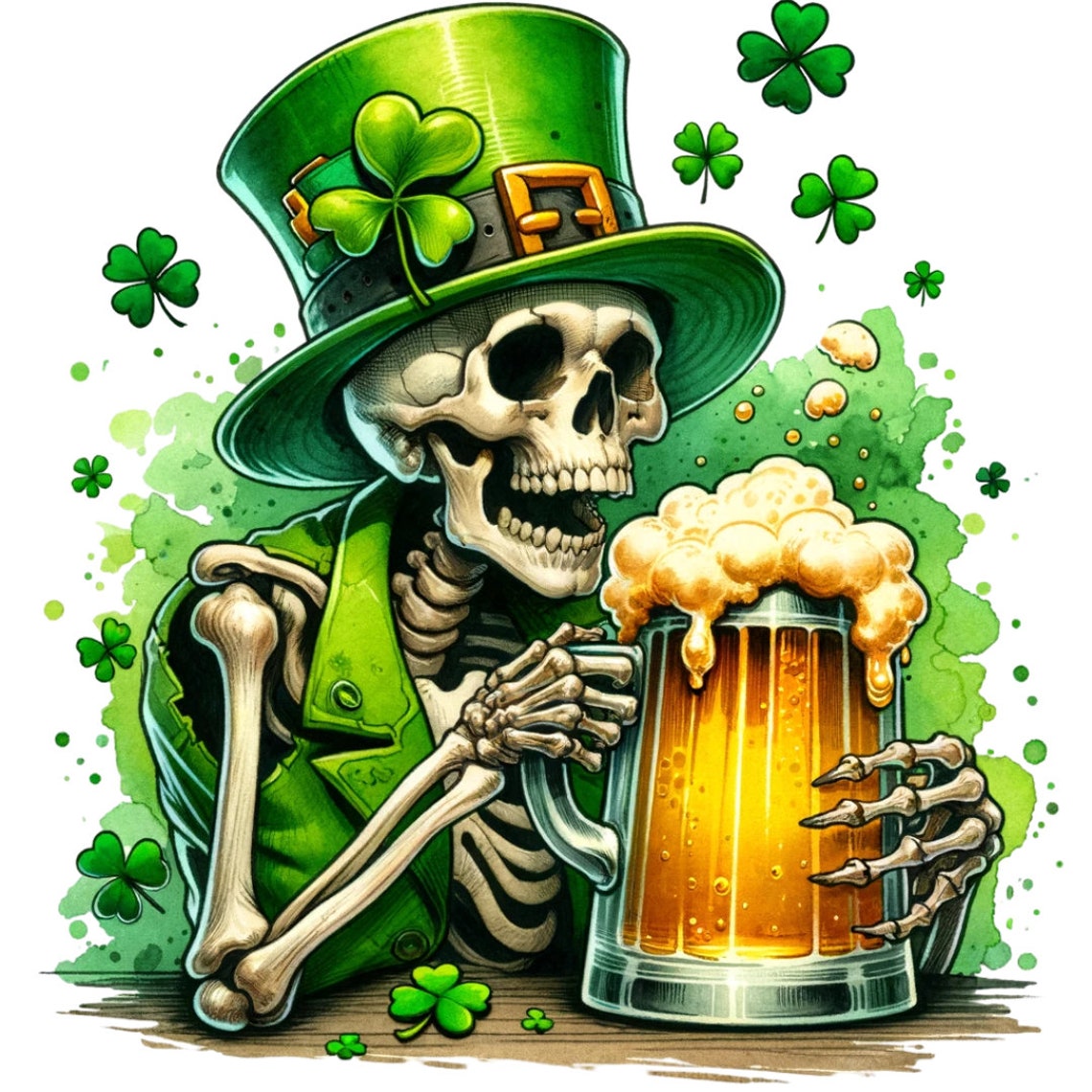 5 PNG File : Cheers to Eternity - St. Patrick's Skeleton Toasting Beer ...