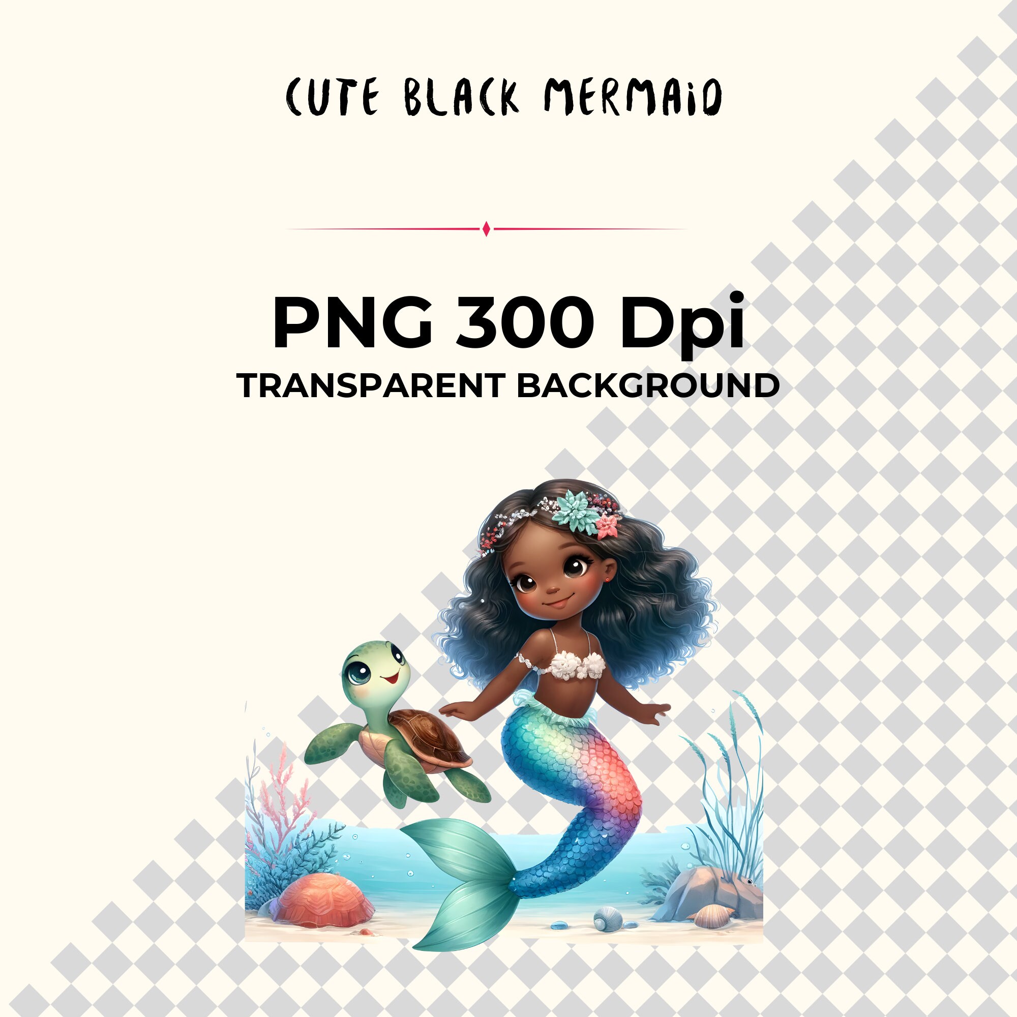 Watercolor Black Mermaid Clipart Bundle (15 PNG Files) - Etsy