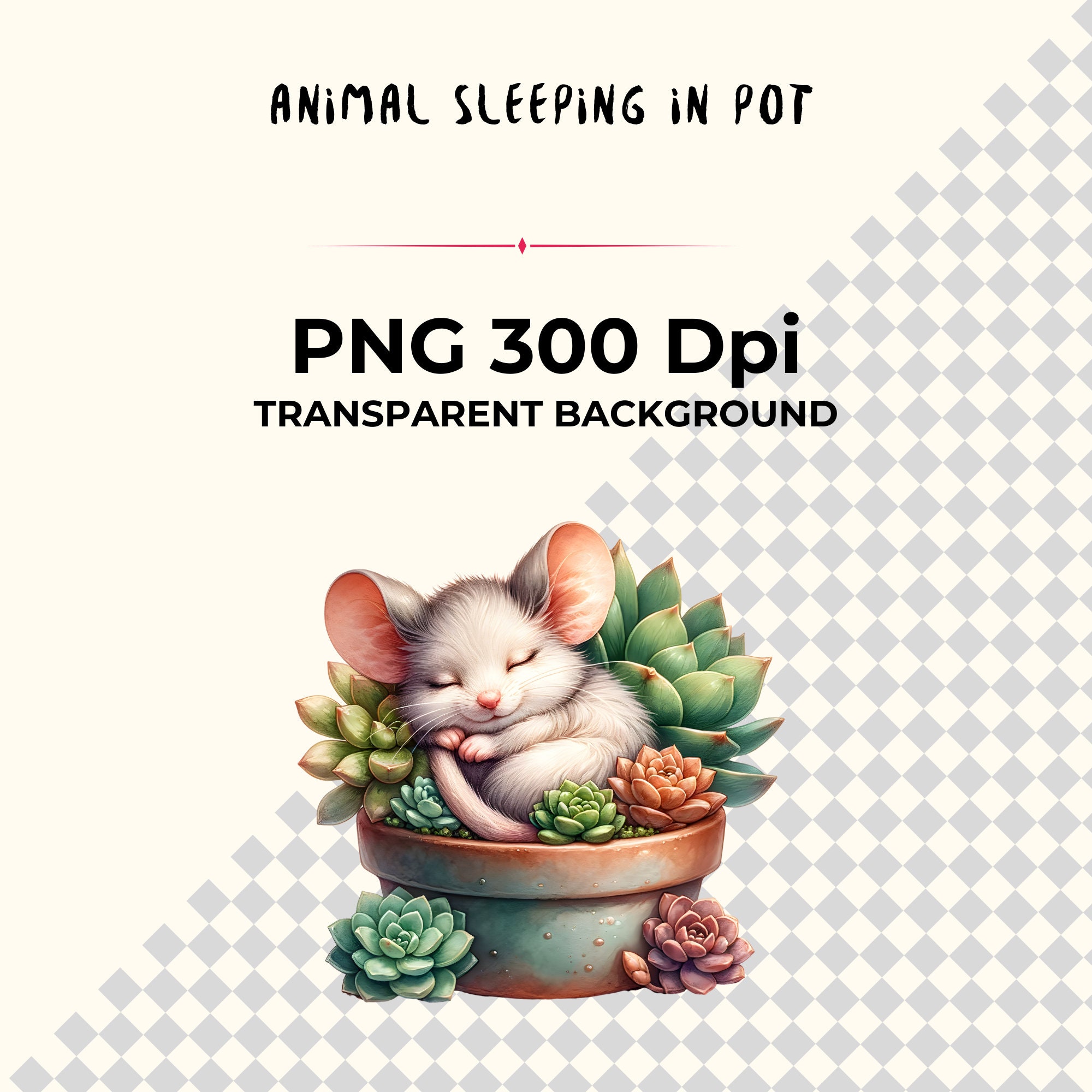 15 PNG Files : Animal in a Pot, Watercolor Cute Animal, Watercolor Png ...