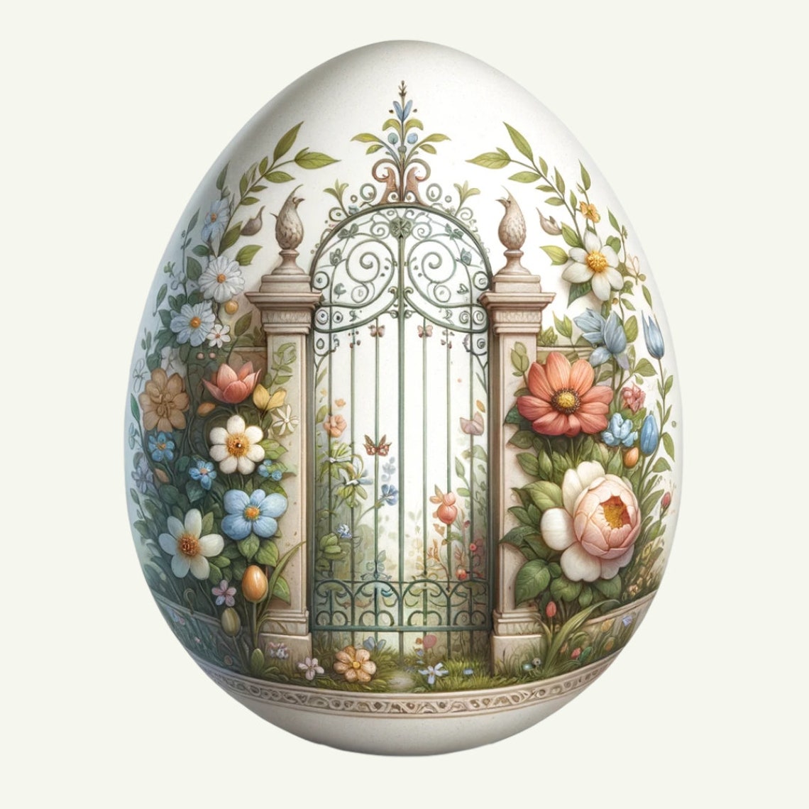 10 PNG Files : Easter Ceramic Egg Clipart, Garden Gate Enchanted Easter ...