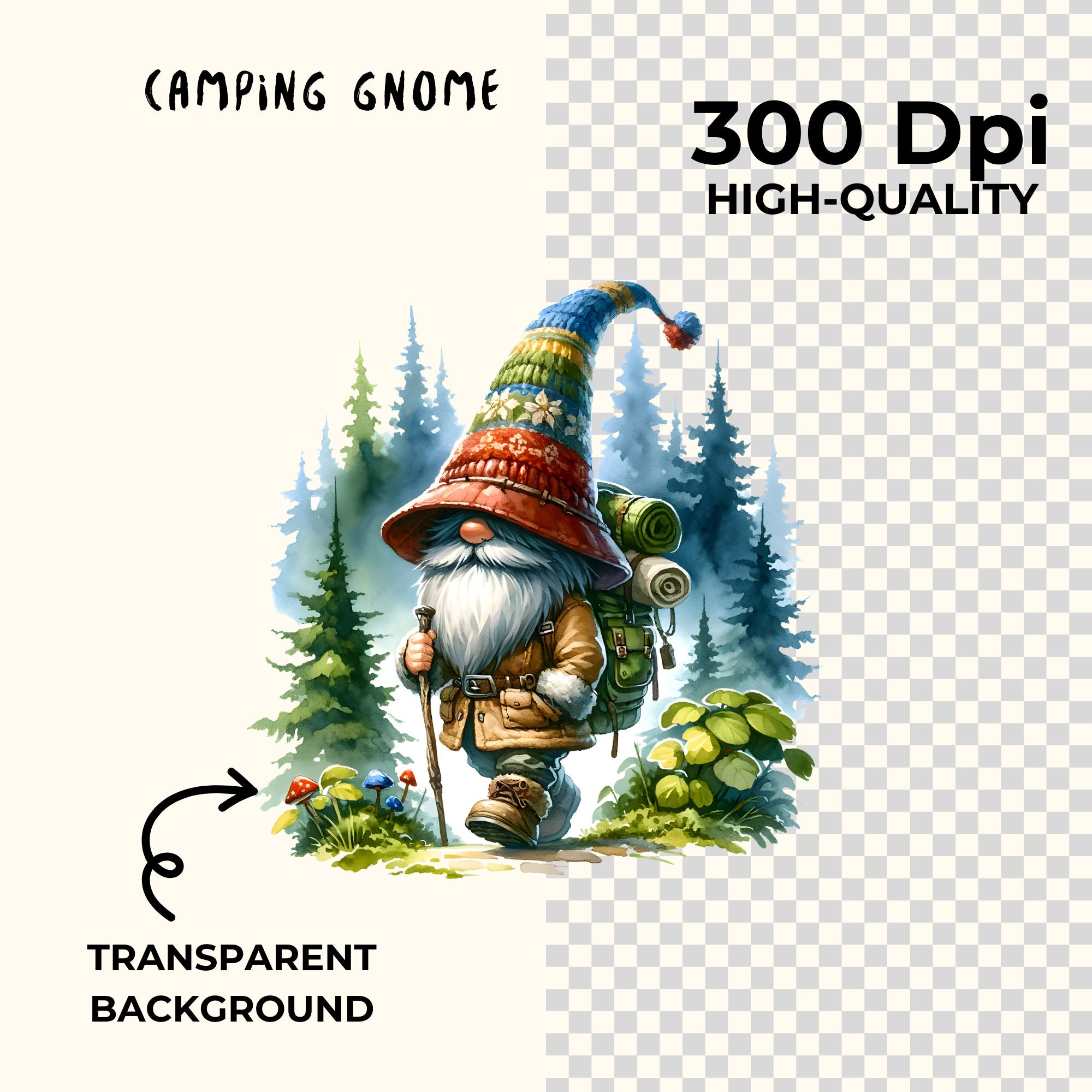 Camping Gnome Watercolor Clipart: 15 PNG Files (digital Download) - Etsy