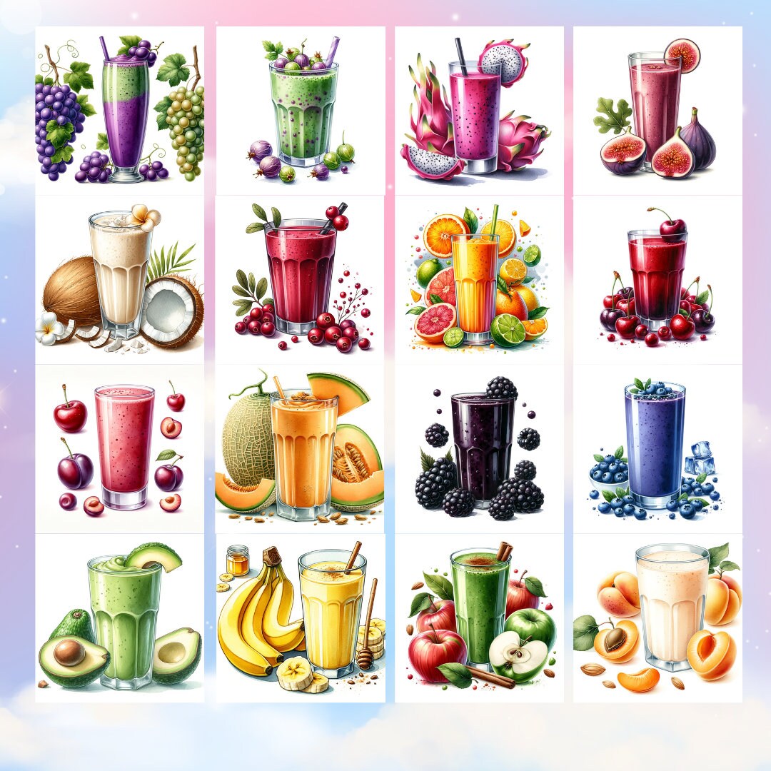 40 JPG File, Smoothie, Digital Download, Printable, Card Making ...