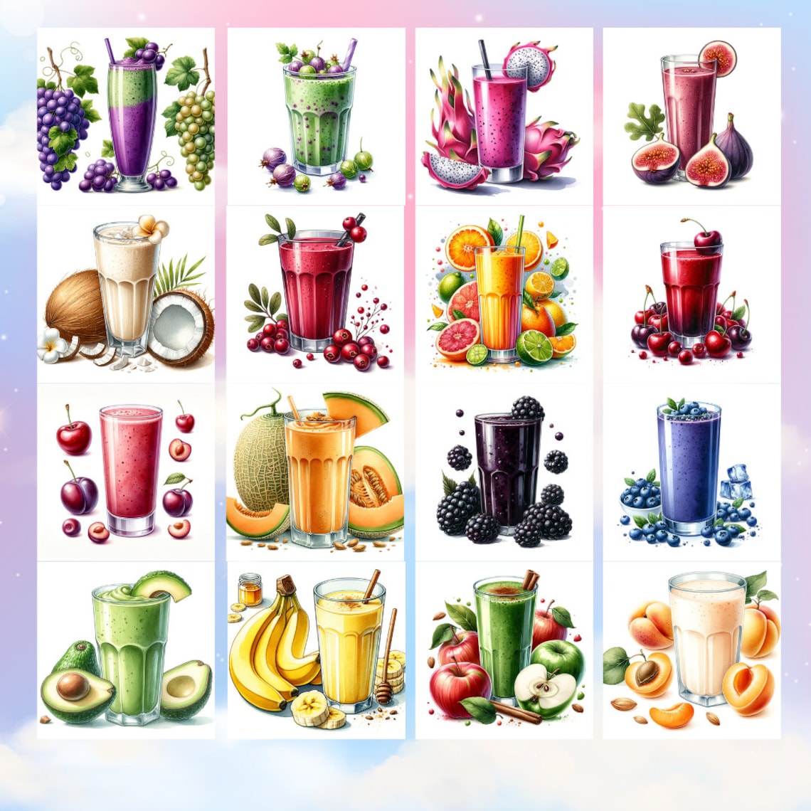 40 JPG File, Smoothie, Digital Download, Printable, Card Making ...