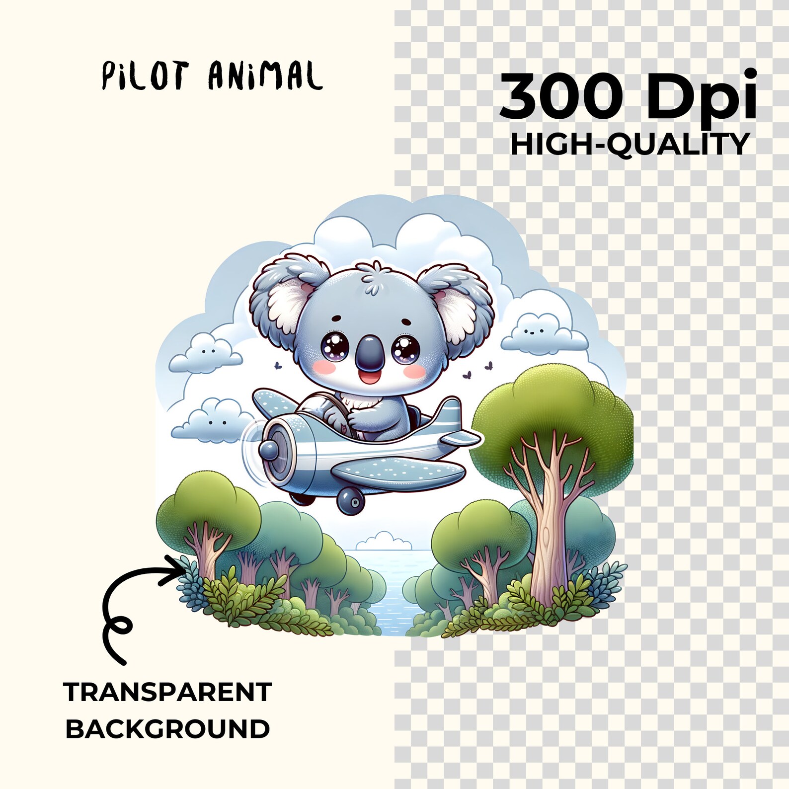 15 PNG Files : Pilot Animal, Watercolor Animal Clipart, Watercolor Png ...
