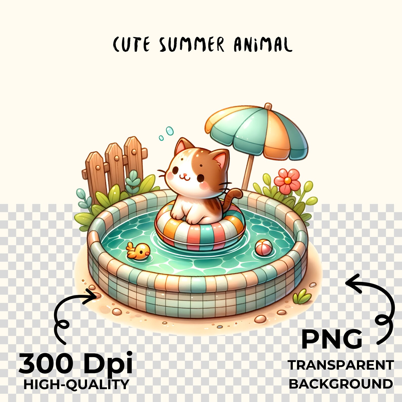 15 PNG Files : Cute Summer Animal Clipart, Animal Clipart, Animal Png ...