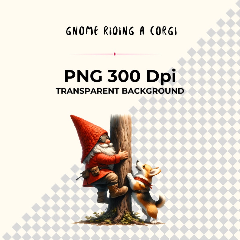 15 PNG Files : Gnome Riding a Corgi Clipart, Watercolor Gnome Clipart ...