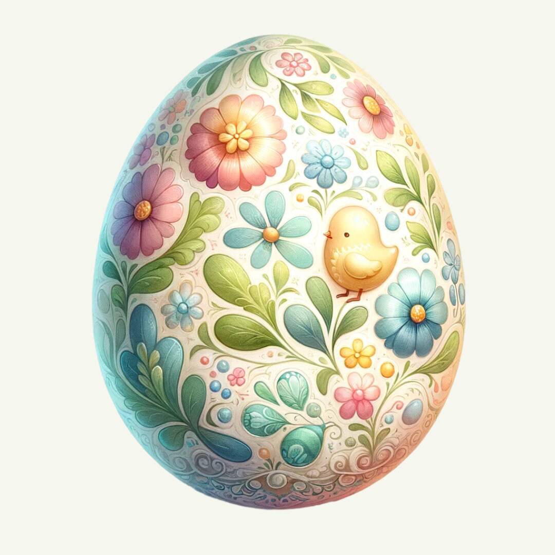 10 PNG Files : Easter Ceramic Egg Clipart, Festive Floral Easter Egg ...