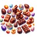8 PNG Files : Easter Chocolate Clipart, Watercolor Easter Clipart ...