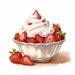 Watercolor Strawberries and Cream, Fruit, Digital Download, Card Making ...